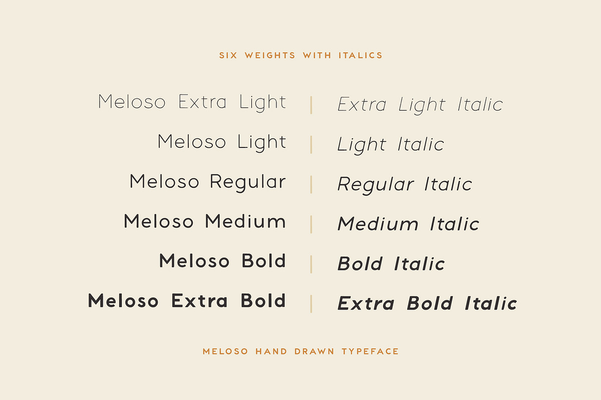 Meloso Variable Hand Drawn Typeface, a Sans Serif Font by Rachel Kick