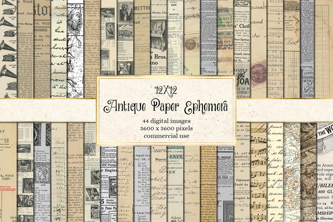Antique Paper Ephemera, a Texture Graphic by Digital Curio
