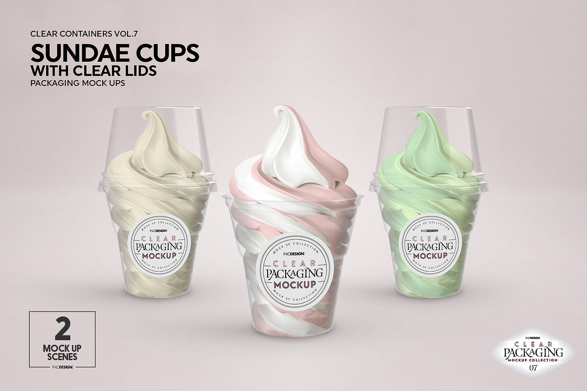 Clear Sundae Cups with Lids Mockup, a Cups & Container Mockup by INCDesign