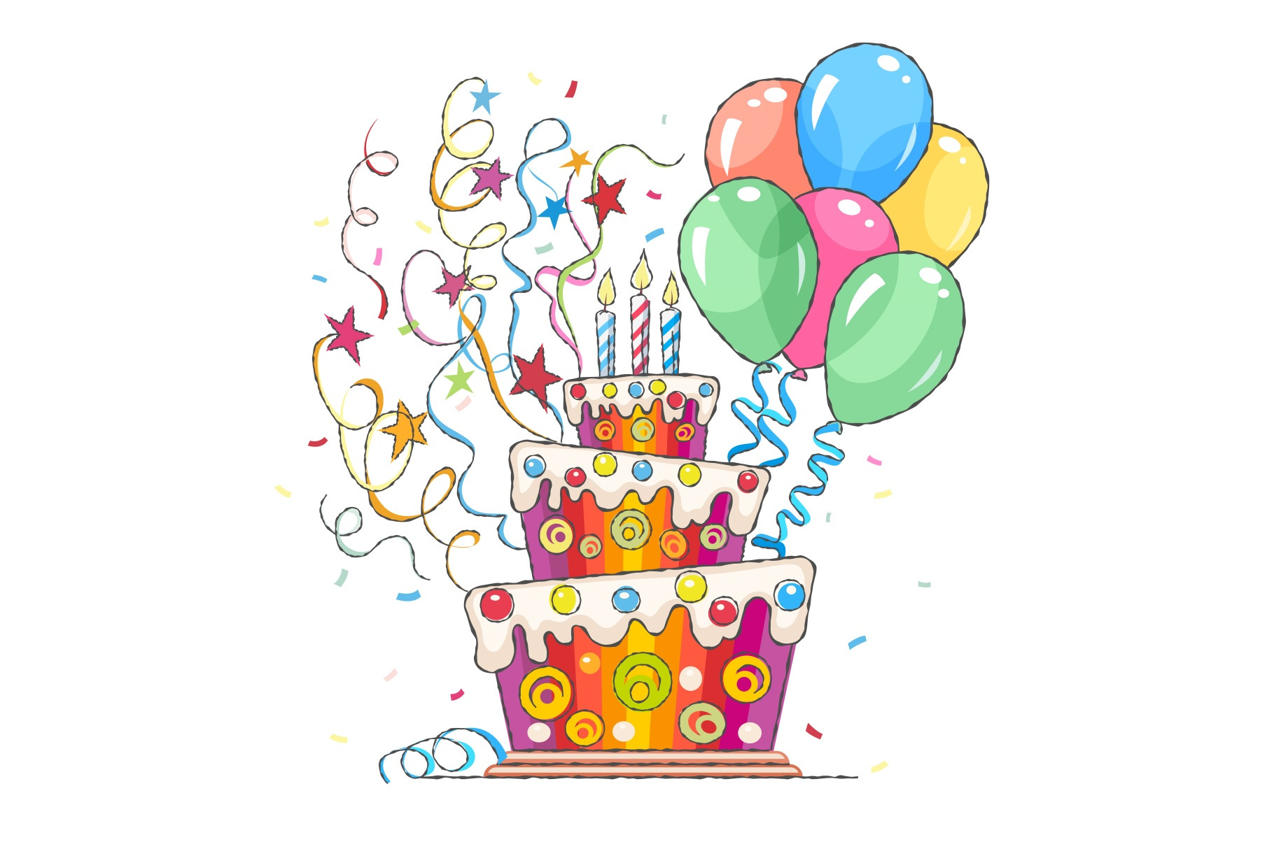 Birthday cake balls and greetings, a Food Illustration by LoopAll