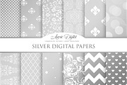 Silver Patterns Digital Papers, a Texture Graphic by Avenie Digital