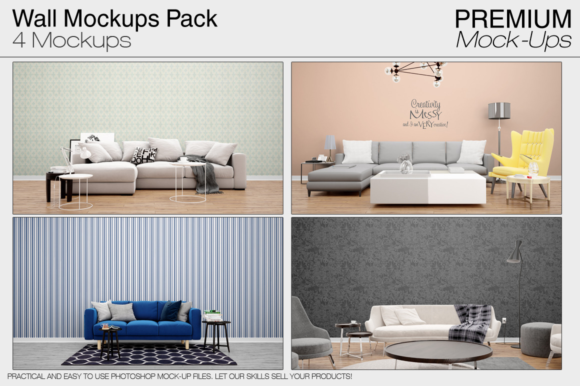 Wall Mockups Pack, a Print Template by mock-ups