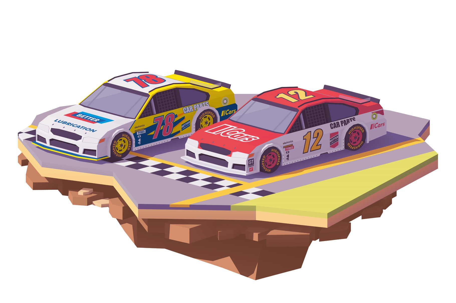 Vector low poly racing cars, an Illustration by tele52 | Creative Market