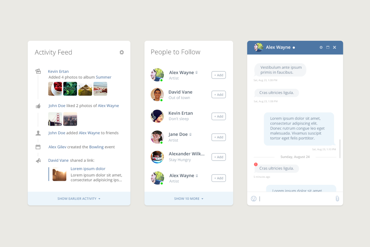 Social UI kit, an UI Kit Template by alexgilev