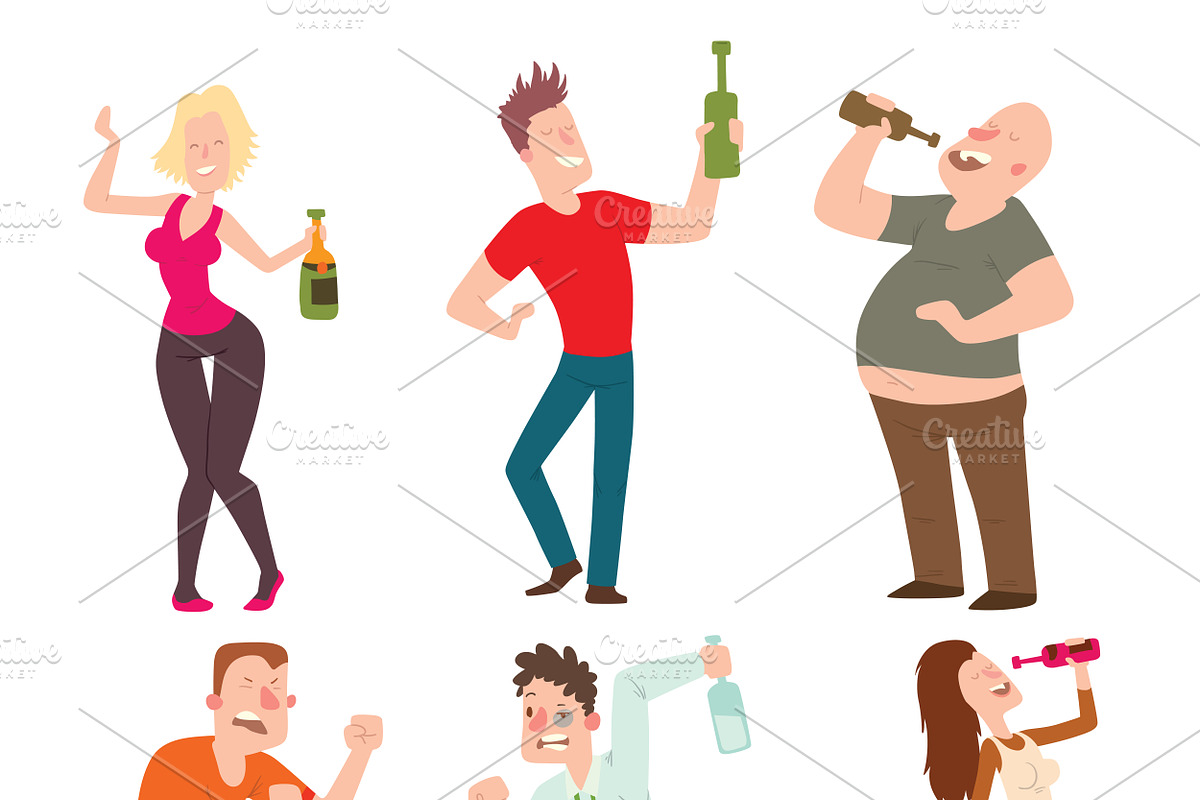 Drunk people vector illustration, a Healthcare Illustration by ...