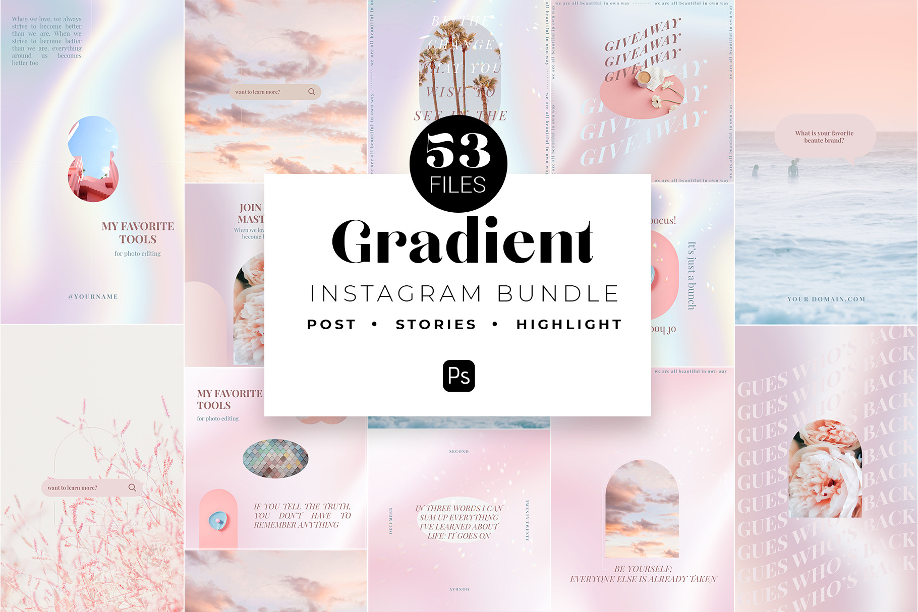 Gradient Instagram Templates Bundle