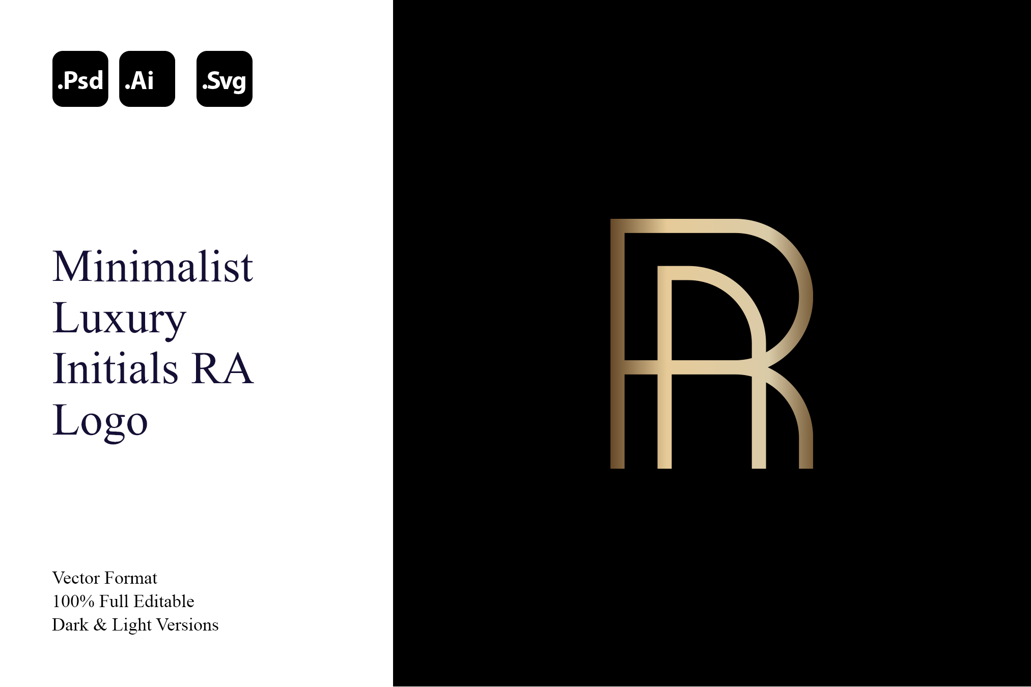 Minimalist Luxury Initials RA Logo