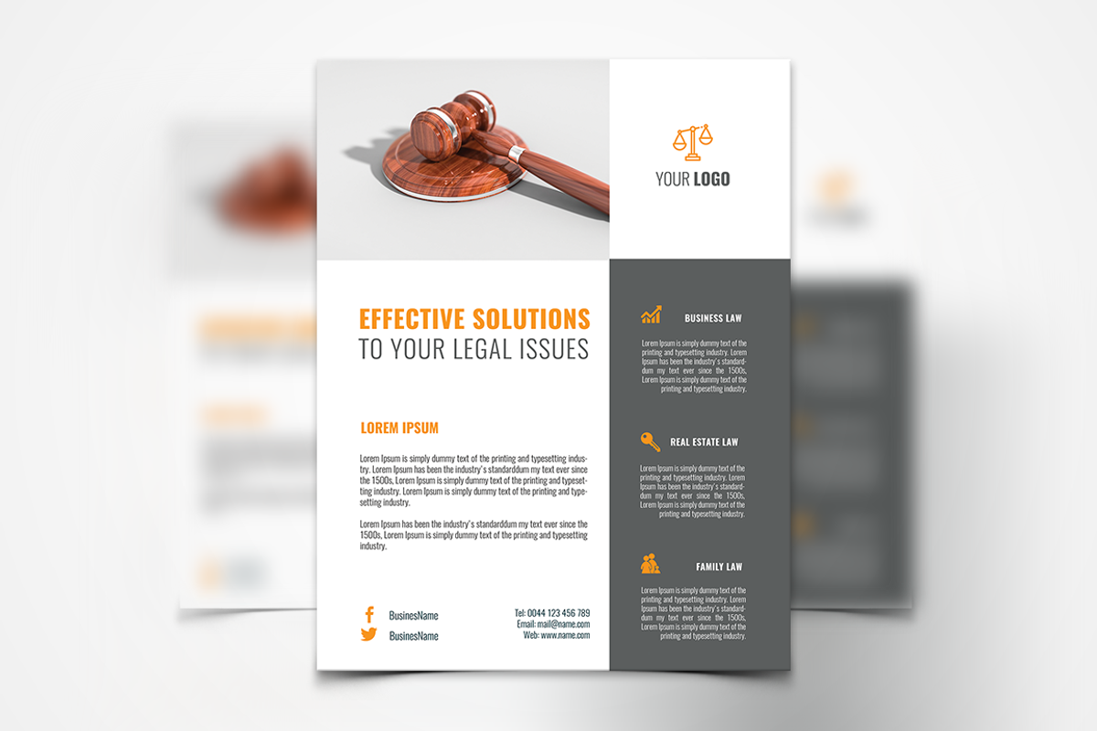 Law Firm and Legal Services Flyers, a Flyer Template by UNIK Agency