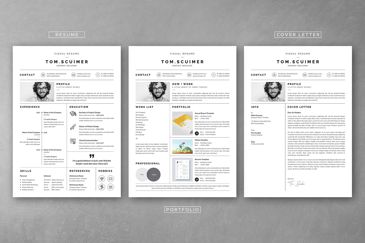 Visual Resume, a Resume Template by OrcShape | Creative Market