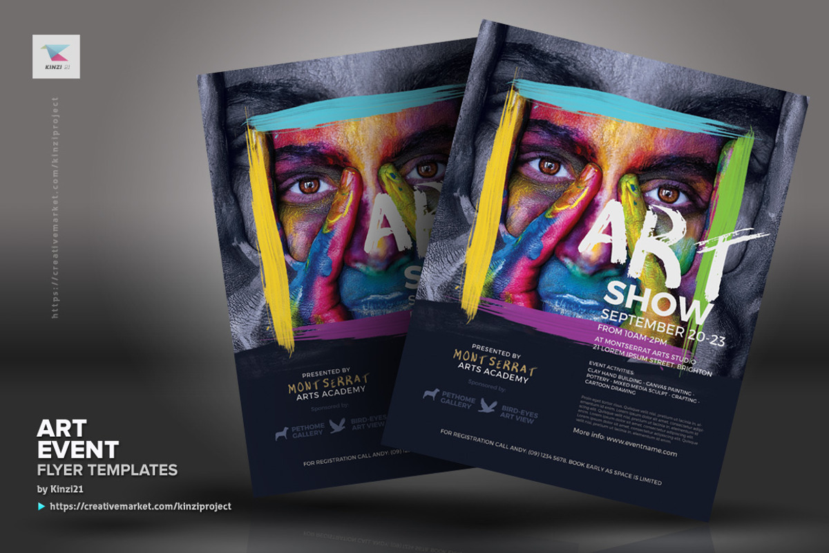 Art Event Flyer Templates, a Flyer Template by kinzi21