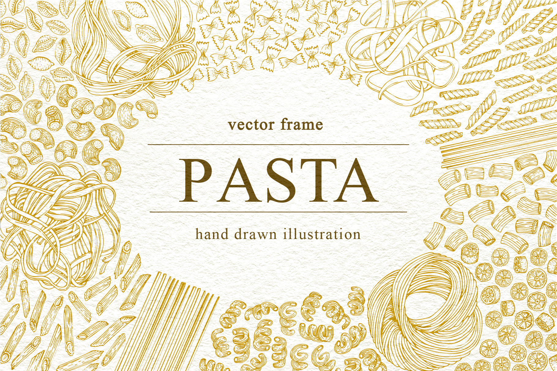 Pasta Vector Frame, a Food Illustration by Lubov Illustrations Shop