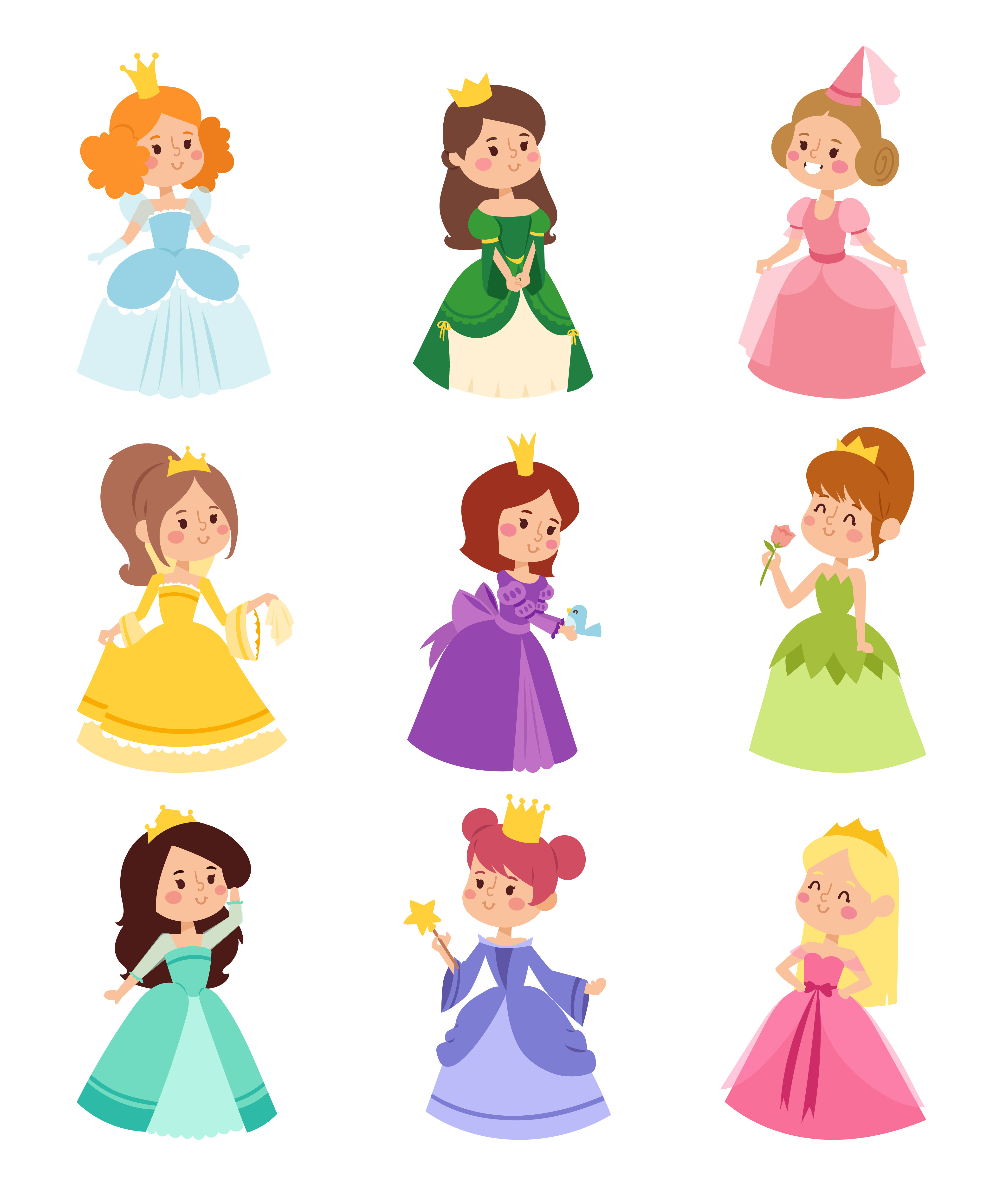 Princess vector set, a Person Illustration by Vectorstockersland