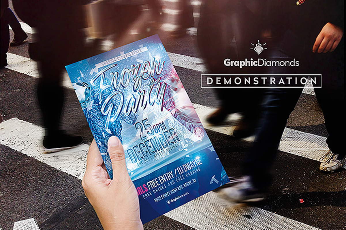 Frozen Party Flyer PSD, a Flyer Template by GraphicDiamonds
