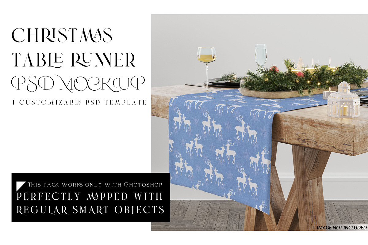 Xmas Table Runner with Smart Objects, a Household Mockup by mock-ups