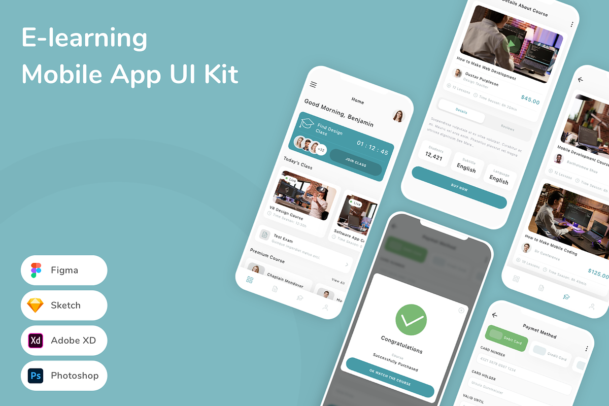E-learning Mobile App UI Kit, an UI Kit Template by Betush | Creative ...