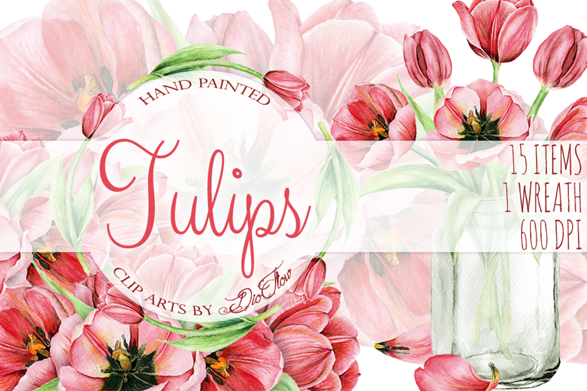 Tulip Watercolor Clip Art, a Decorative Illustration by DioFlow ...