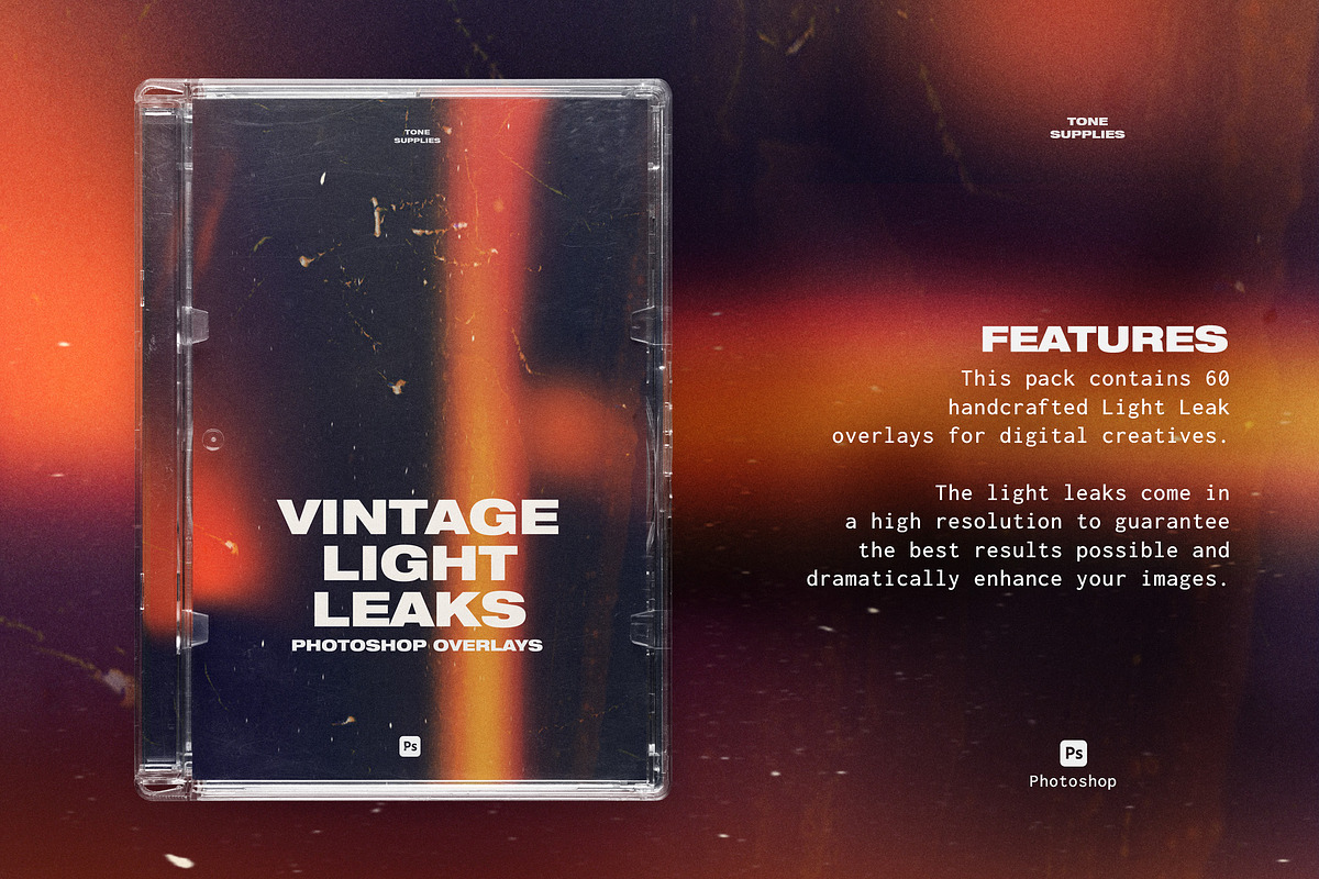 60 Retro Analog Light Leak Overlays, a Layer Style Add-On by TONE SUPPLIES