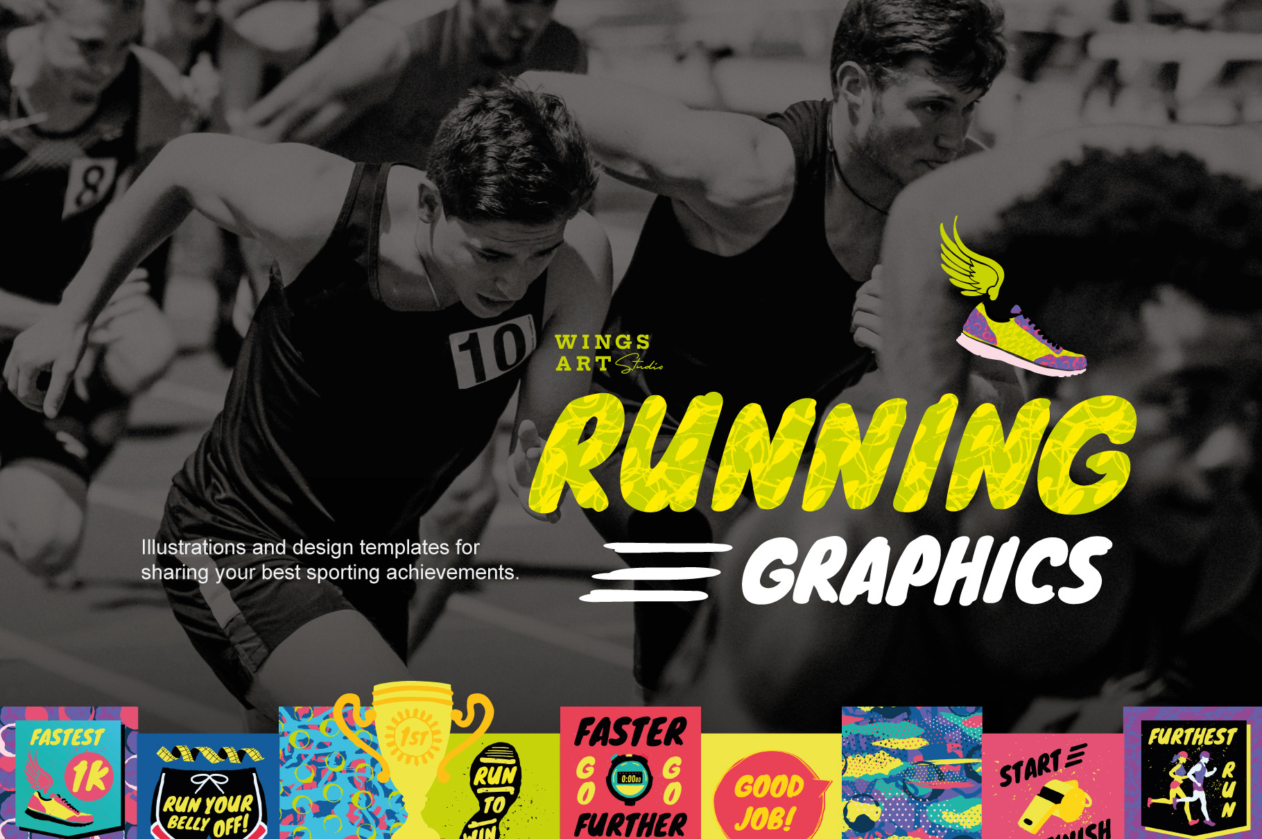 Running Graphics and Logos Pack, a Food Illustration by Wingsart Studio