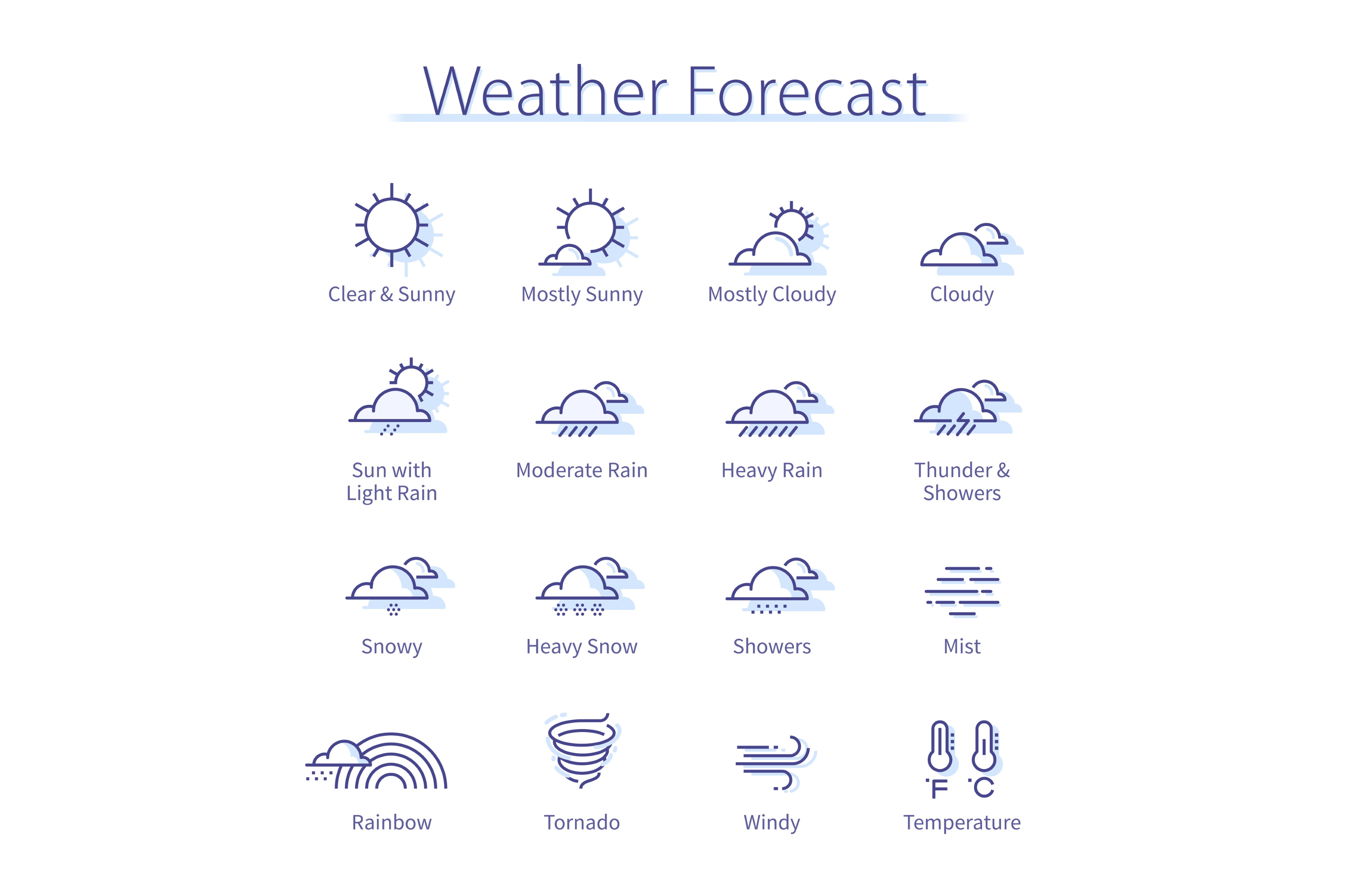 Weather signs set, an Illustration by Iconicbestiary | Creative Market
