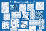 Blue summer beach patterns sketch drawing