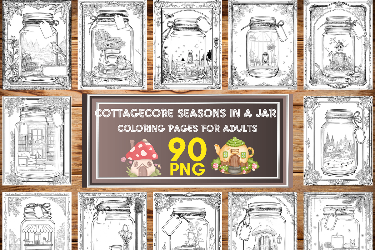 Cottagecore Season Jar Coloring Page