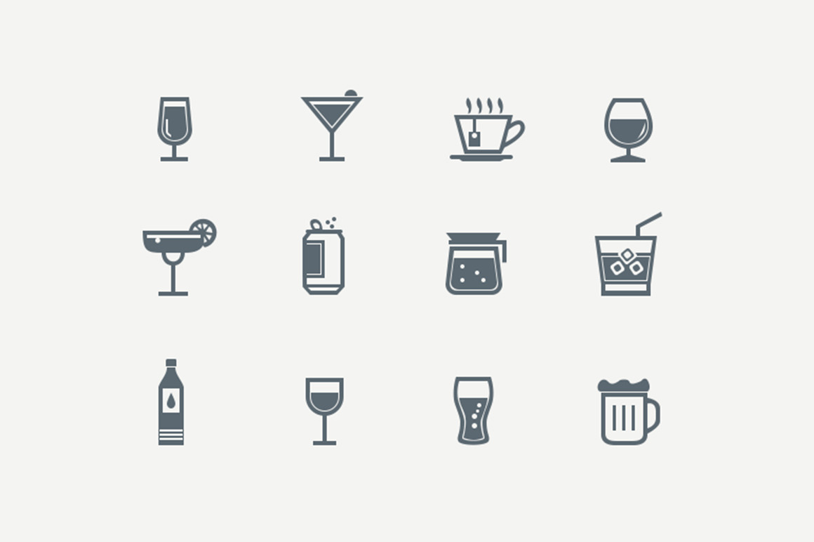 12 Drink and Beverage Icons, an Icon by Creative VIP