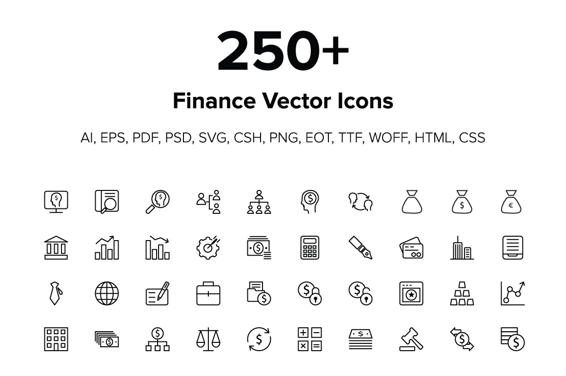 250+ Finance Icons, an Outline Icon by Creative Stall