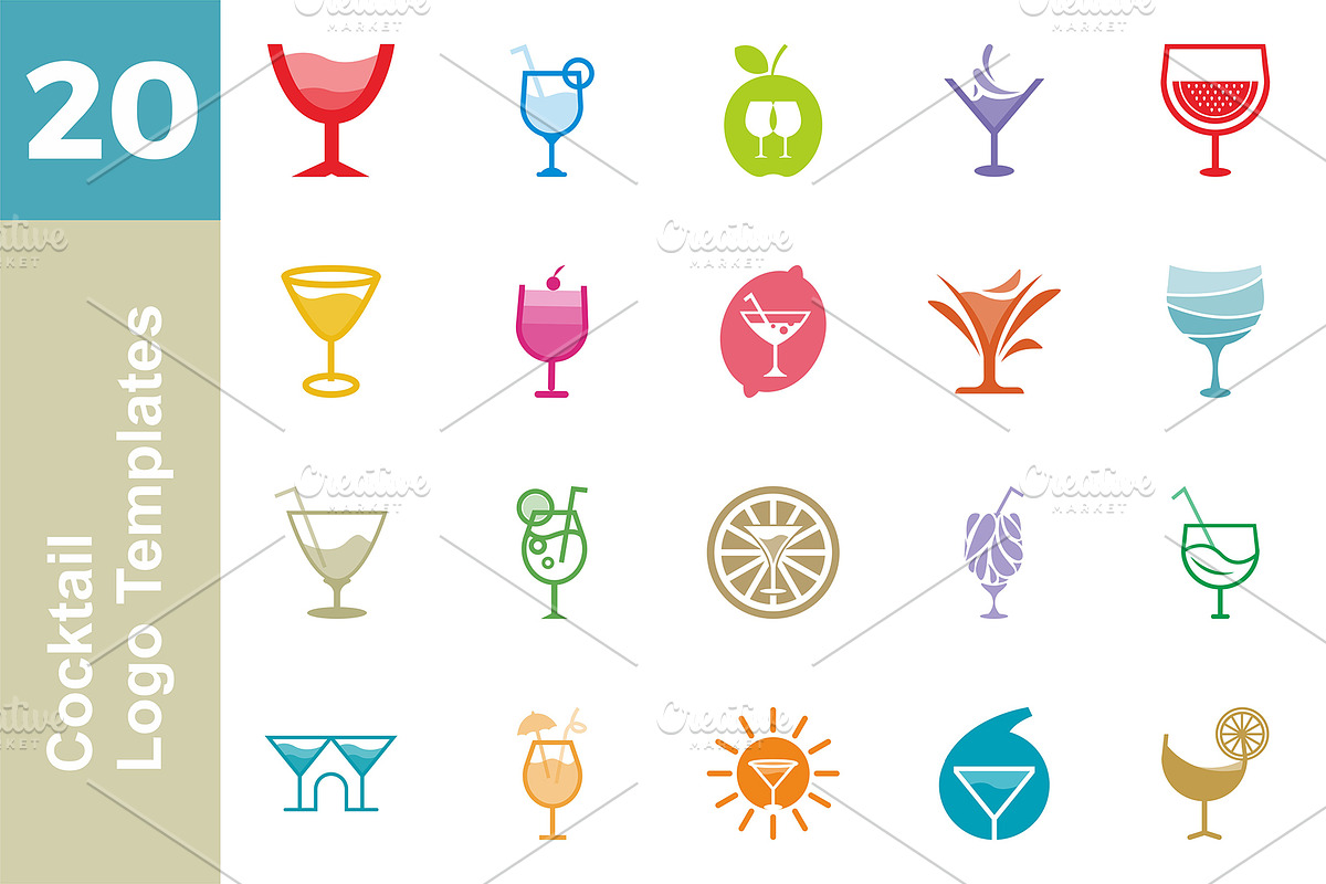 20 Logo Cocktail Templates Bundle, a Branding & Logo Template by ...