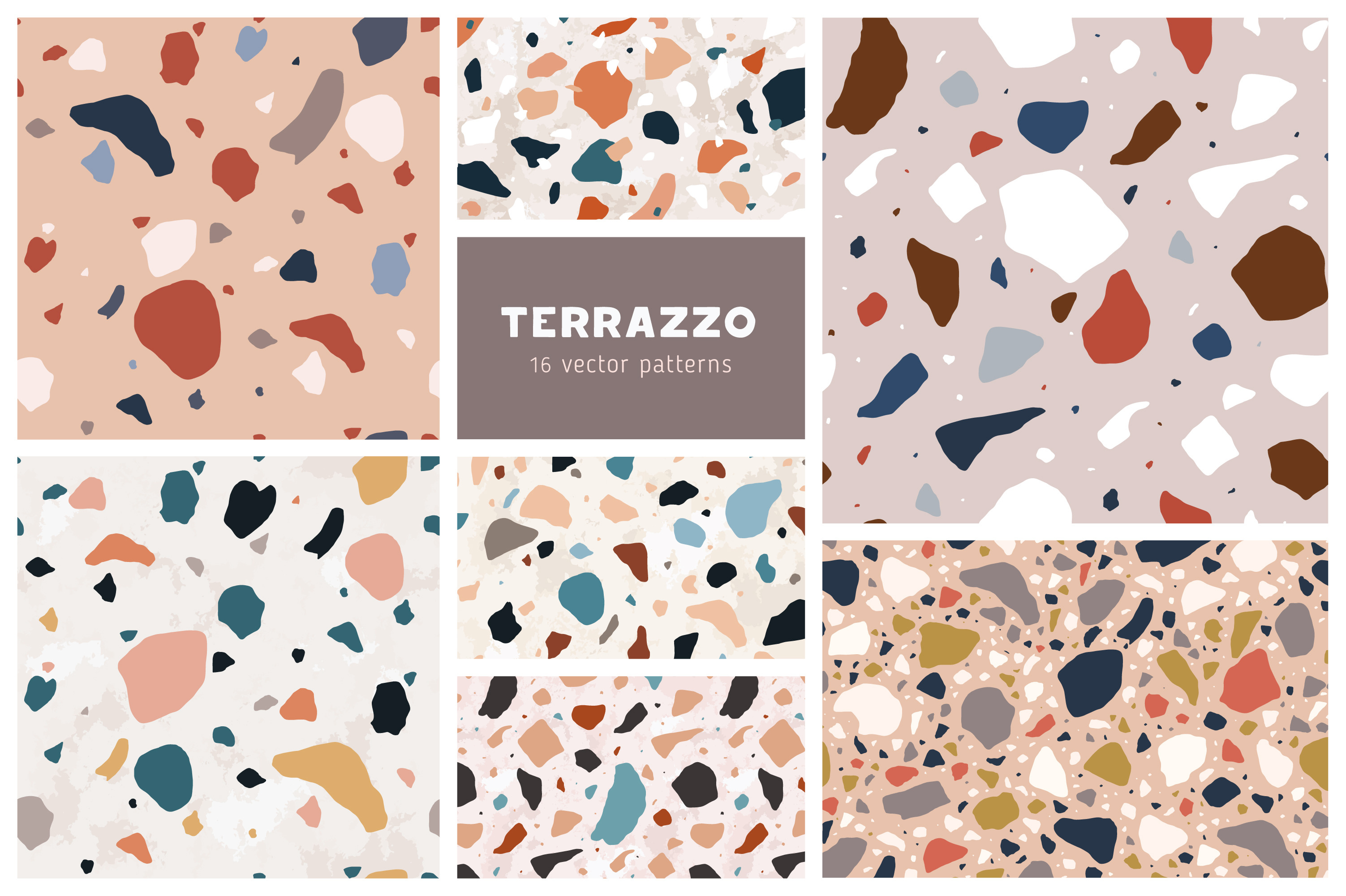 Terrazzo seamless patterns set, a Pattern Graphic by Good Studio