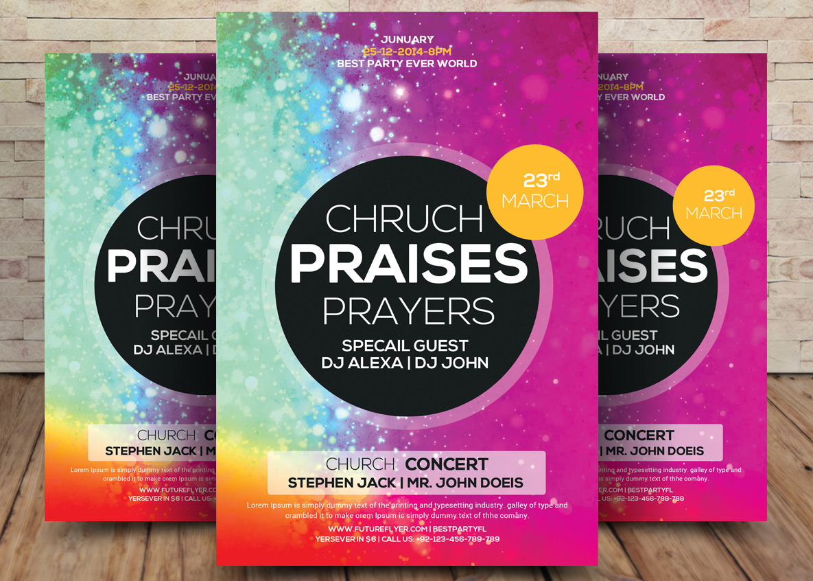 Praise And Worship Church Flyer, a Flyer Template by graphicforest