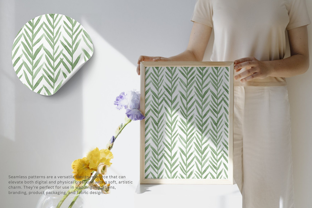 sage green leaf seamless pattern