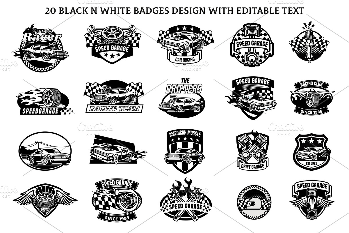Racing Car Badges Collection, a Graphic by bazzier_graphik | Creative ...