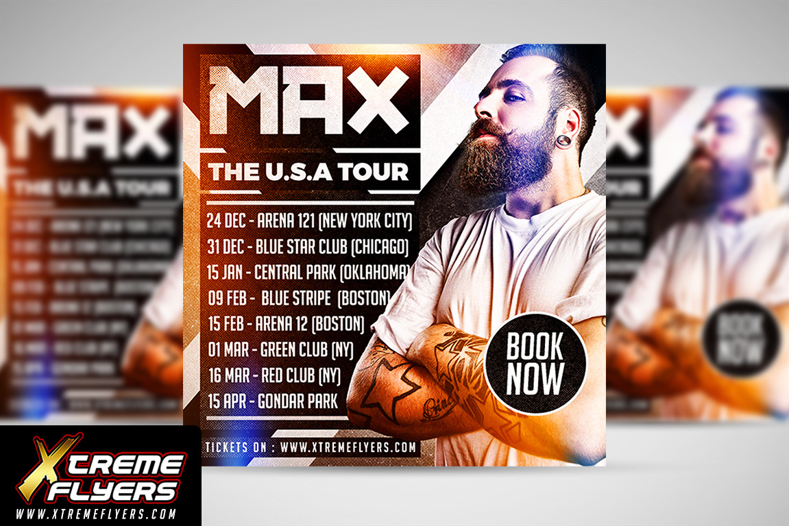 DJ Tour Schedule Flyer Template, a Flyer Template by XtremeFlyers