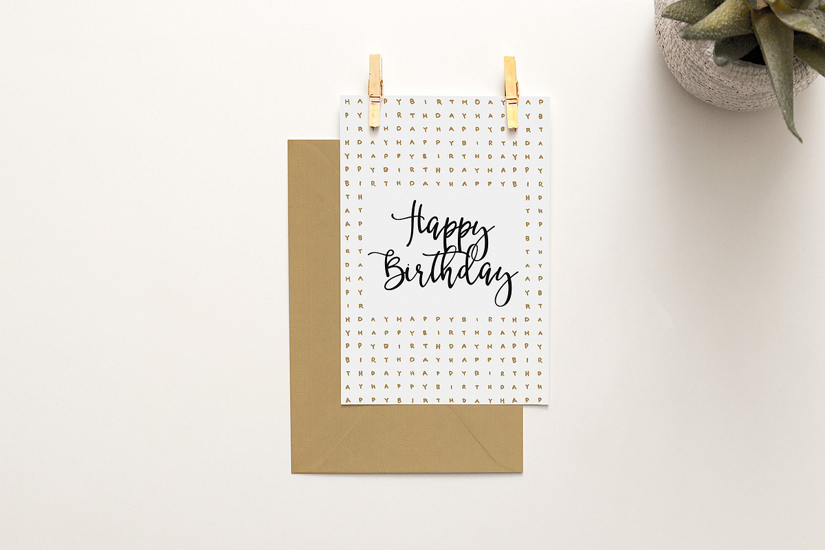 6 Gold Clothespin-Style Card Mockups, a Print Template by SparkleStock