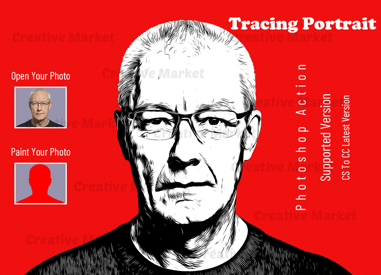 Tracing Portrait Photoshop Action, an Action Add-On by Studio Retouch