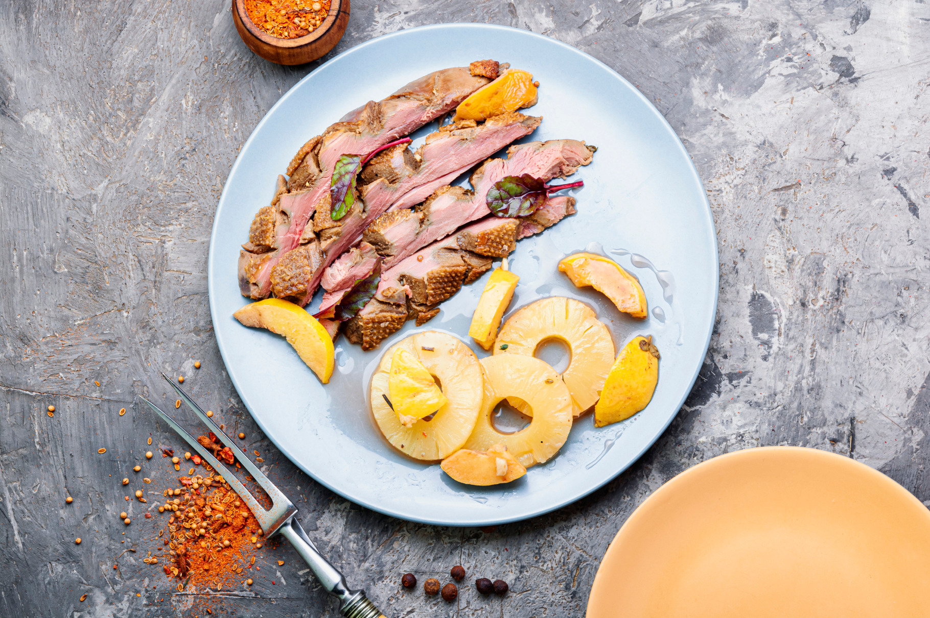 Roasted duck with pineapple featuring meat, fillet, and duck | Food ...
