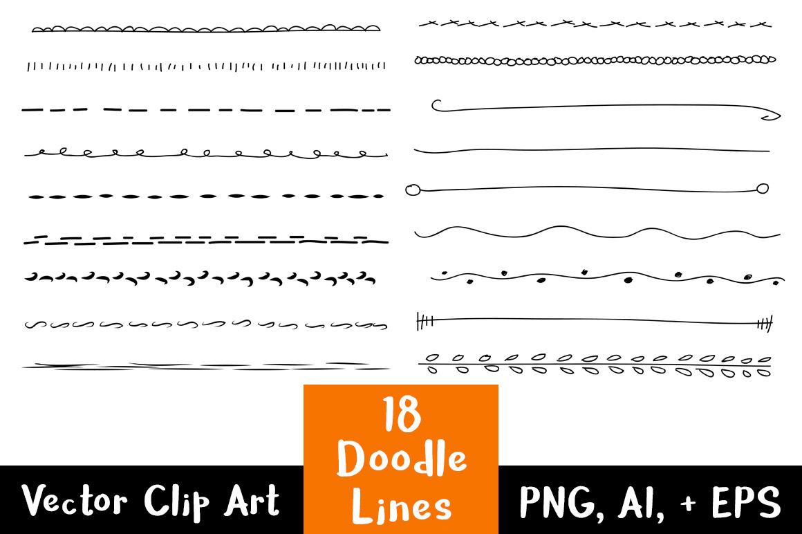 18 Hand Drawn Doodle Lines Set #1, an Illustration by The Digital ...