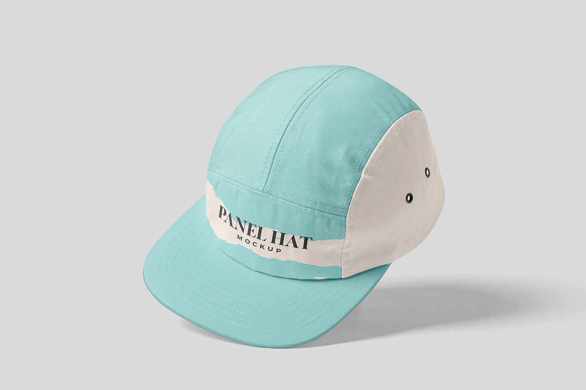 5 Panel Hat Mockups, a Hat Mockup by GfxFoundry