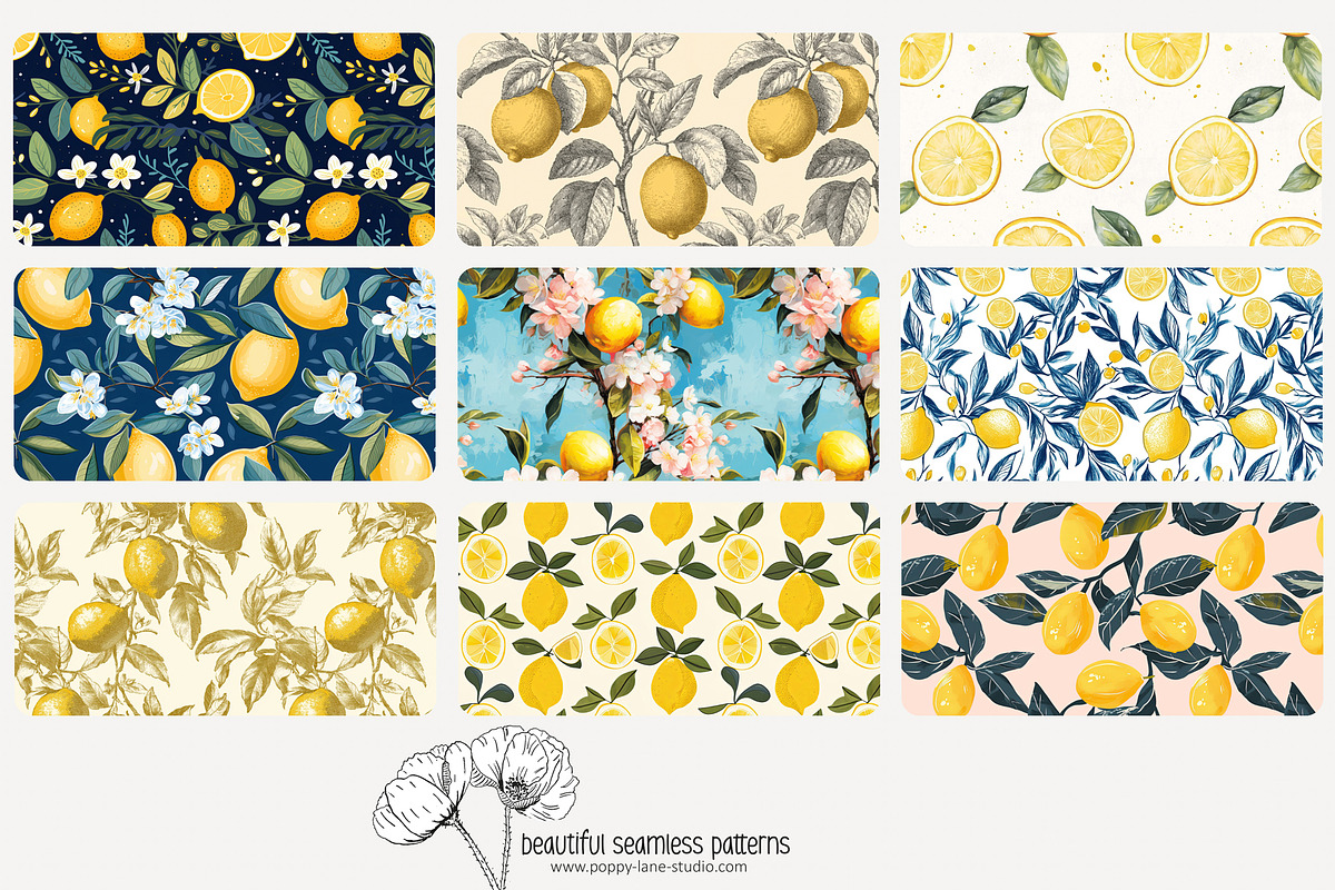 70 lemon seamless pattern, a Pattern Graphic by Poppy Lane Studio