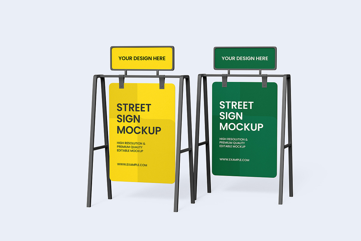 Two Hanging Street Sign Mockup