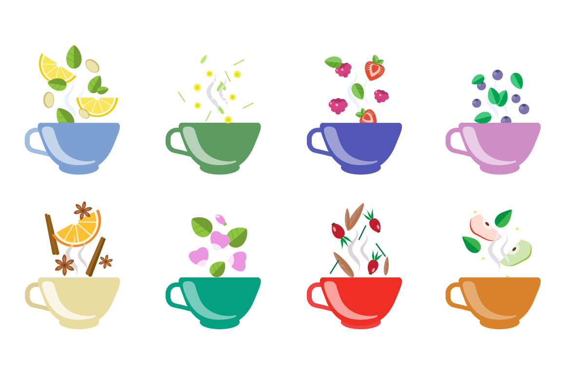 Tea with berries and flowers, a Food Illustration by TopVectors
