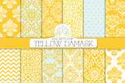 YELLOW DAMASK digital paper, a Pattern Graphic by Royal Digital Store