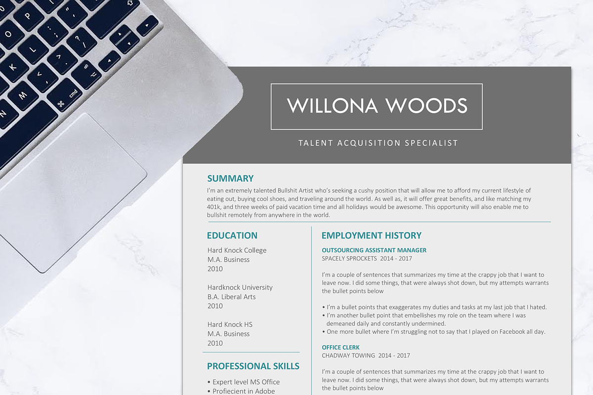 RESUME/CV GREY, a Stationery Template by Graphic Template Co