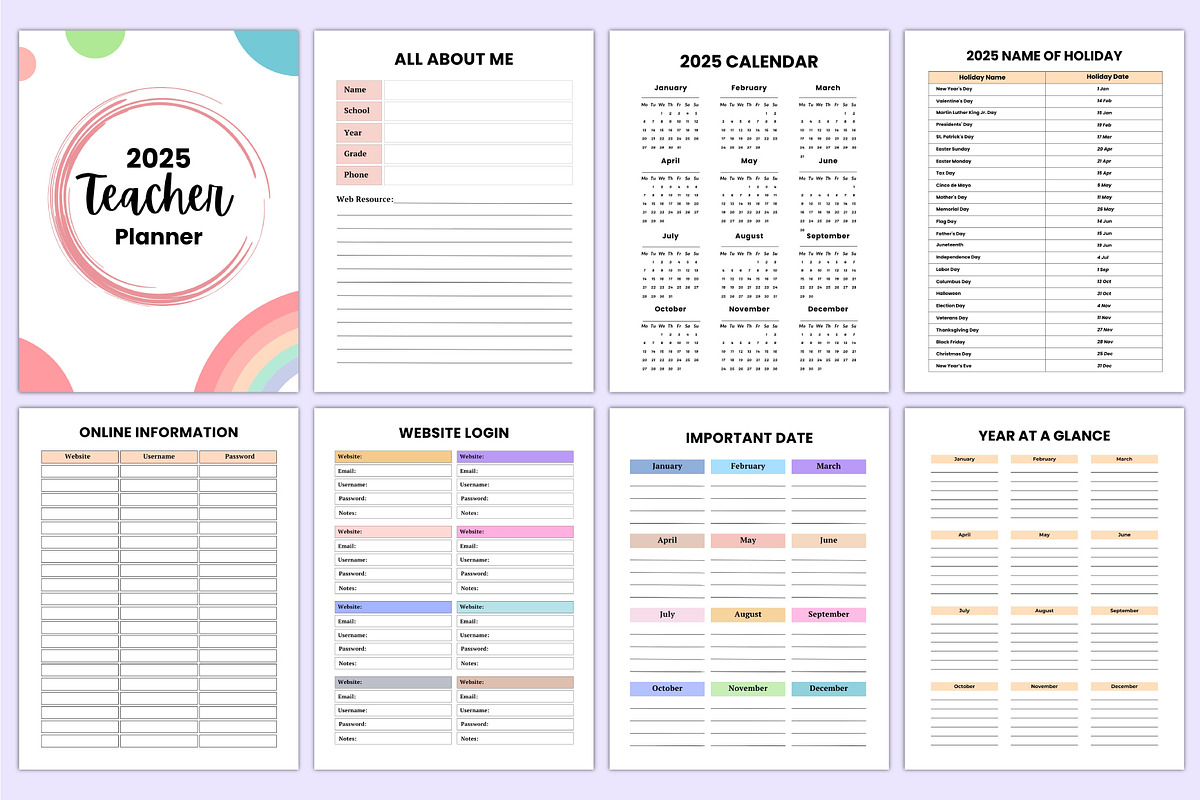 2025 Teacher Planner Canva Template