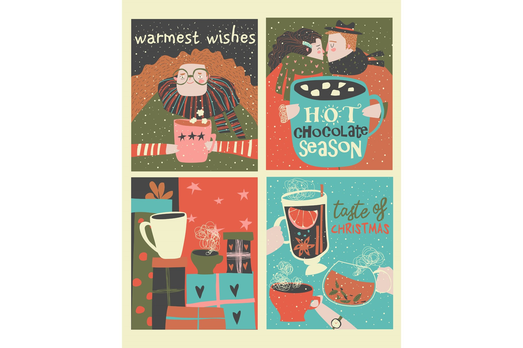 Set of cartoon christmas cards with, a Food Illustration by masastarus ...