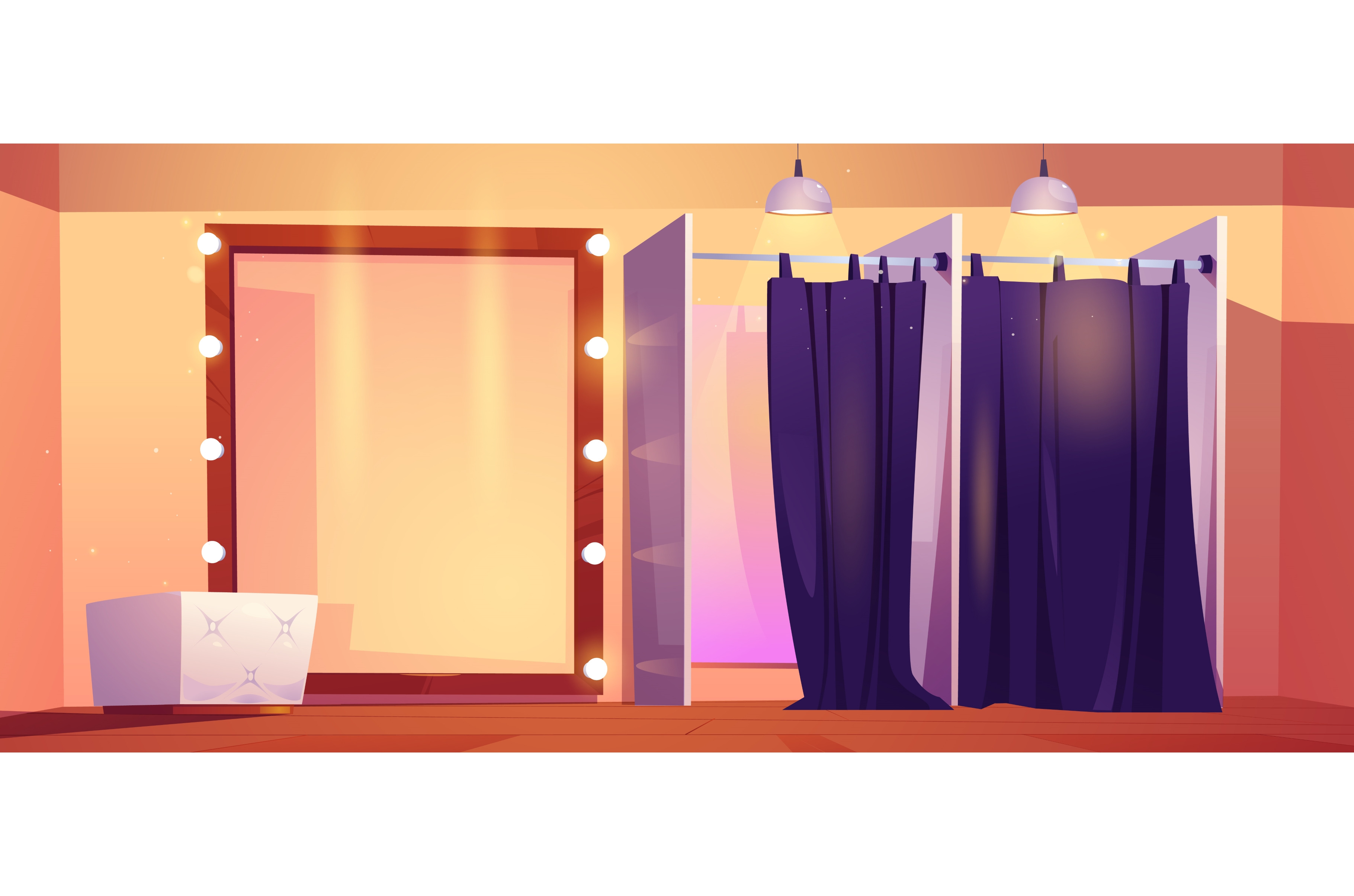 Fitting room interior in fashion, an Illustration by art PVP - market