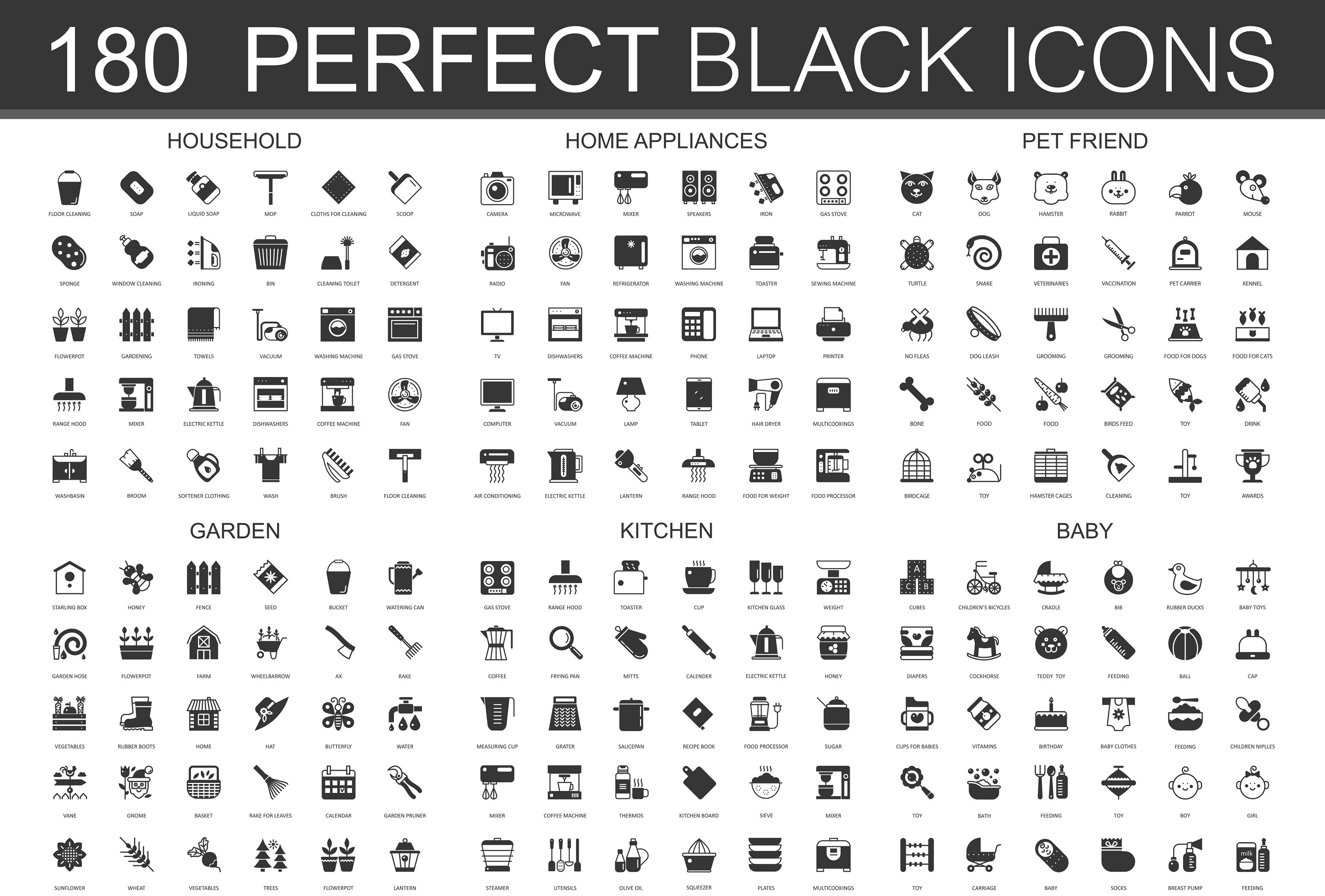 180 Black classic icons, an Icon by Lemberg Vector