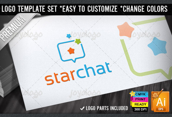 Stars Box Social Chat Logo Template, a Branding & Logo Template by joyologo