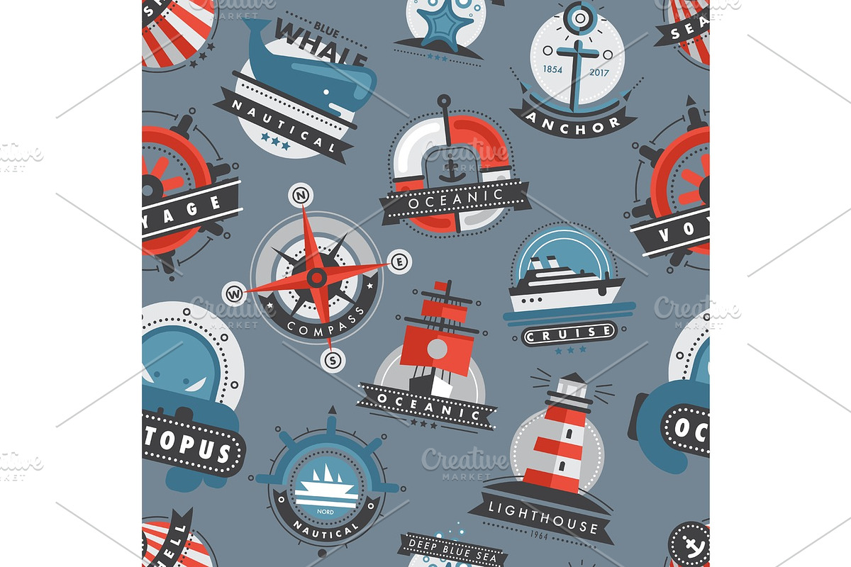 Nautical templates marine sea logo badges anchor design emblems ...