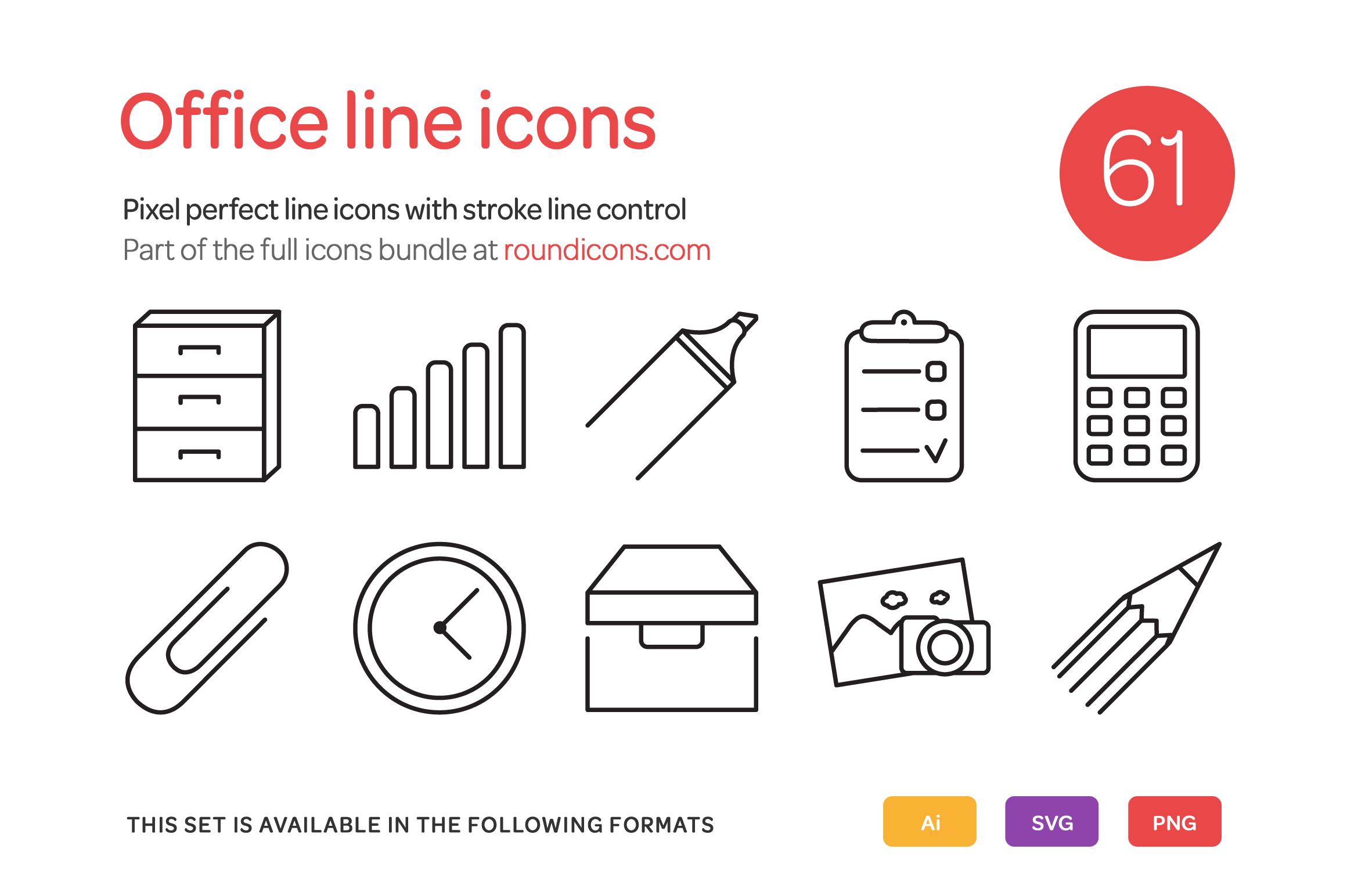 Office Line Icons Set, an Icon by Vectopus.com